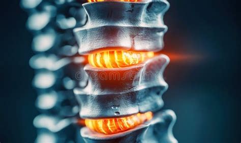 Human Spine With Glowing Neural Connections Stock Illustration