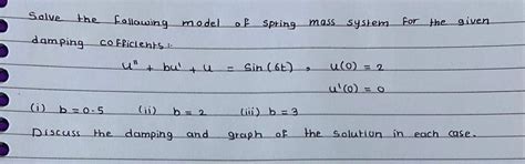 Solved Solve The Following Model Of Spring Mass System For Chegg