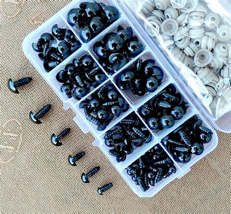 Sewing And Fiber 12 Pair Black Safety Eyes With Washers 5mm 6mm 7mm 8mm