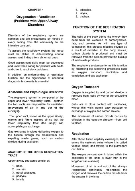 Chapter 1 Oxygenation Ventilation Chapter 1 Oxygenation