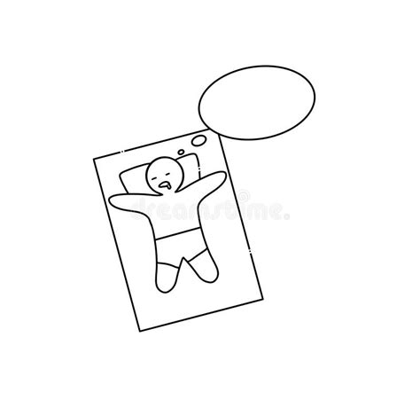 Stick Man Sleeping In His Bed Good Night Cartoon Style Stock