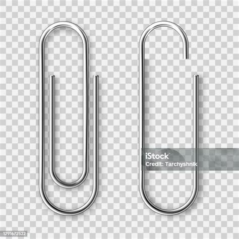 투명 한 배경에 격리 된 사실적인 금속 종이 클립 페이지 홀더 바인더 벡터 일러스트레이션 종이 클립에 대한 스톡 벡터 아트 및 기타 이미지 Istock