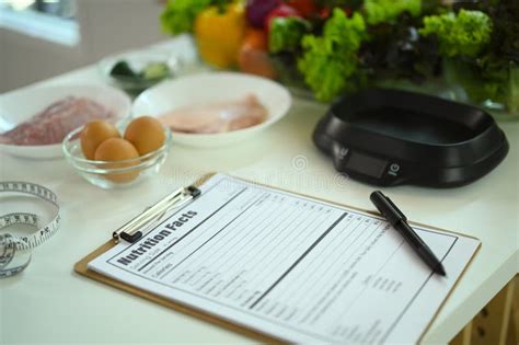 Nutritionist Workplace With Protein Sources Vegetables And Nutritional