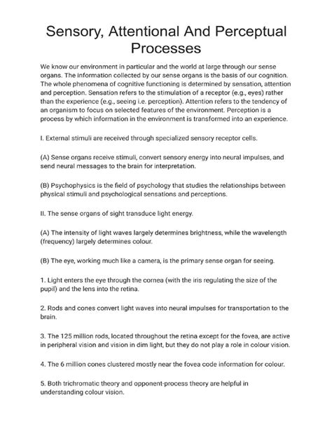 Sensory Attentional And Perceptual Processes Pdf