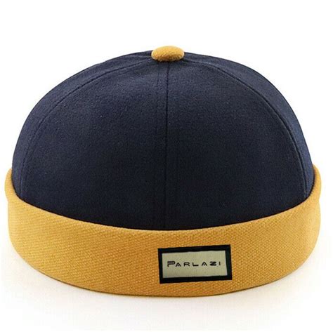 Parlazi Skullcap Brimless Hat Cap Beanie Sailor Hip Hop Hat Retro Cuff