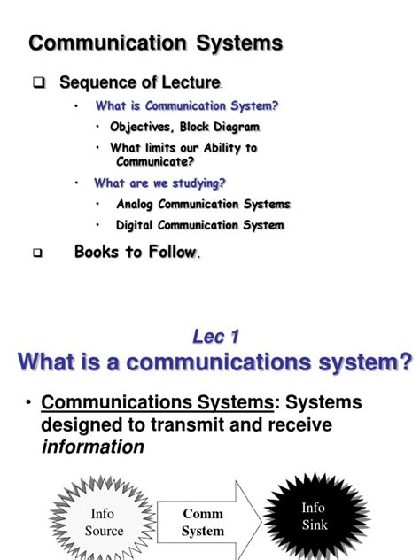 Lec 1 Communication Systems Pdf Modulation Data Transmission