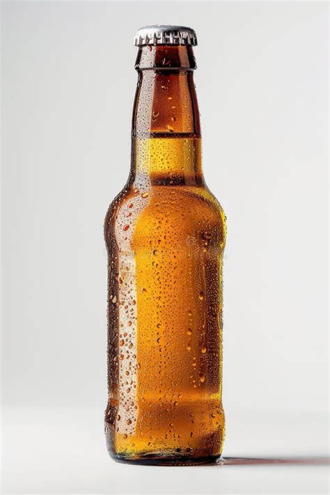 A Glass Beer Bottle With Water Droplets Forming Condensation On Its