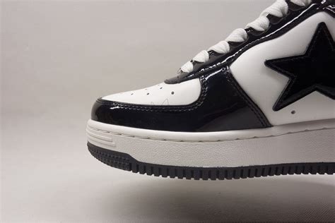 Ua A Bathing Ape Bape Sta Patent Leather Black White 1h70 191 001