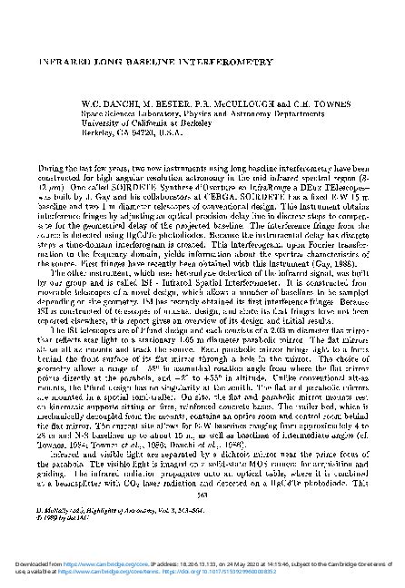 Pdf Infrared Long Baseline Interferometry