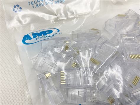 适用amp安普纯铜水晶头8p8c镀金网络rj45超五类8芯电脑网线接头虎窝淘