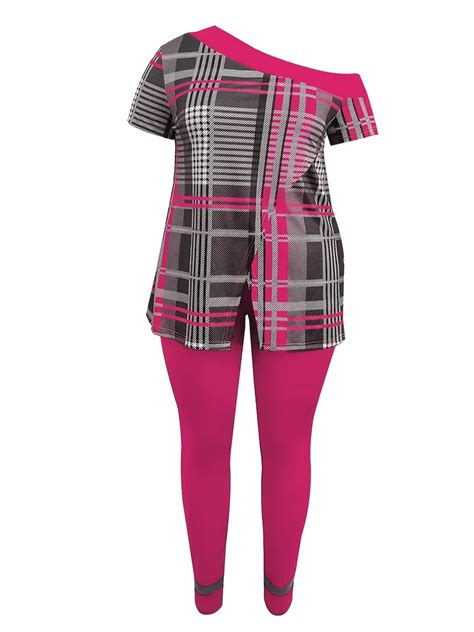 Plus Size Casual Outfits Two Piece Set Womens Plus Plaid Temu