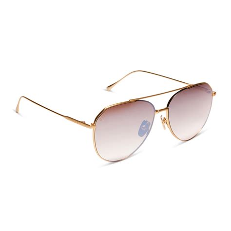 Dash Aviator Sunglasses Brushed Gold And Taupe Rose Mirror Diff Eyewear