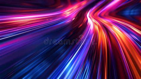 Vibrant Neon Light Streaks Create A Mesmerizing Visual Experience With Glowing Colors Stock