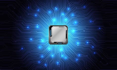 Blue Circuit Board Technology Connected Lines Electronics Elements Computer Motherboard Chip