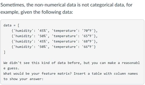 Solved Sometimes The Non Numerical Data Is Not Categorical