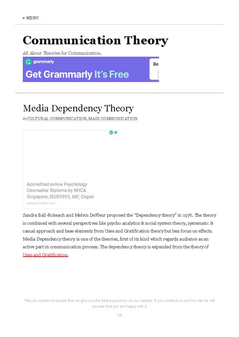 Media Dependency Theory ≡ Menu Communication Theory All About