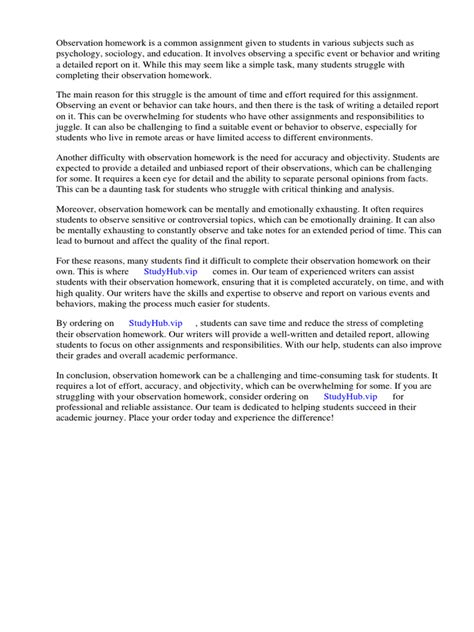 Observation Homework Pdf Homework Teachers