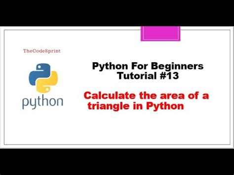 How To Calculate The Area Of A Triangle In Python Python Tutorial YouTube