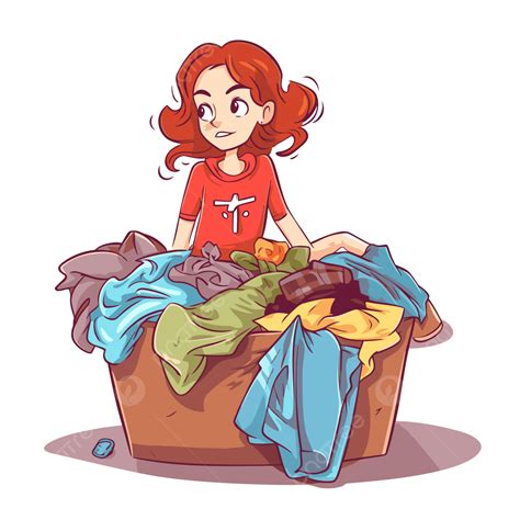 Singkirkan Pakaian Vektor Gadis Clipart Stiker Dengan Rambut Merah Dan Duduk Di Kartun
