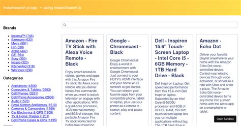 instantsearch js app codesandbox