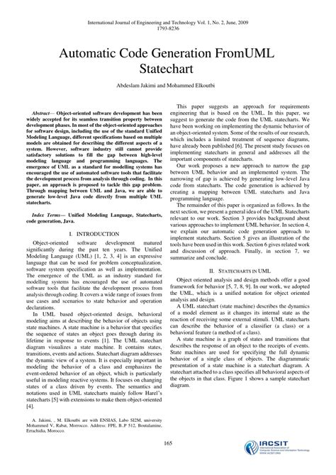Pdf Automatic Code Generation From Uml State Chart