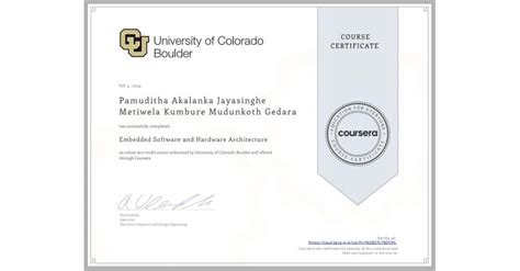 Completion Certificate For Embedded Software And Hardware Architecture Pamuditha Jayasinghe