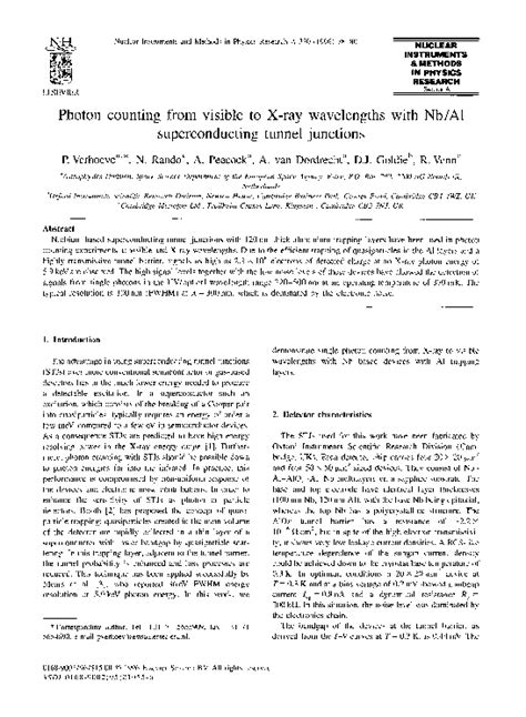 Pdf Photon Counting From Visible To X Ray Wavelengths With Superconducting Tunnel Junctions