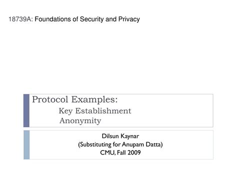 Ppt Foundations Of Security And Privacy Protocols Key Establishment