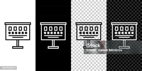 흑백 배경에서 격리된 줄 눈 테스트 차트 아이콘을 설정합니다 안과 연구에서 시력 검사를 위한 포스터 스니엘렌 차트 벡터 일러스트레이션 건강 검진에 대한 스톡 벡터 아트 및