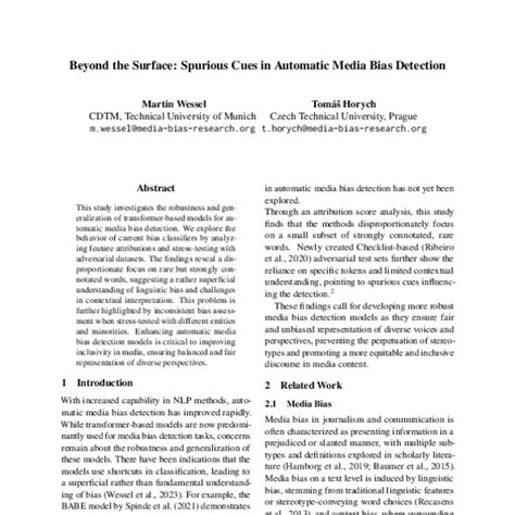 Beyond The Surface Spurious Cues In Automatic Media Bias Detection Acl Anthology