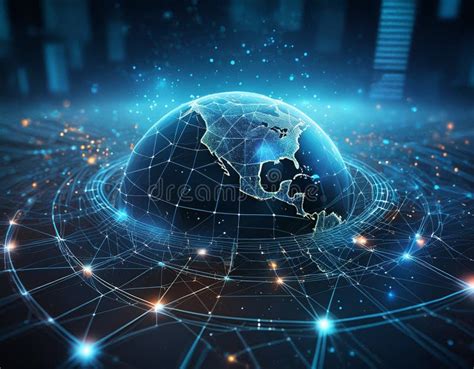 Abstract Digital World Illustration With Interconnected Nodes And