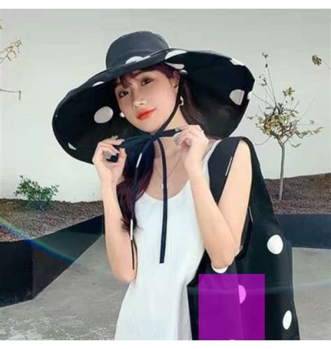 휴양지모자 여성 벙거지 모자 도트 패션 챙넓은 여름 사파리 티몬