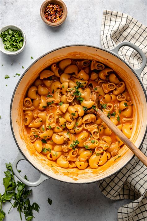 One Pan Healthy Hamburger Helper Ambitious Kitchen
