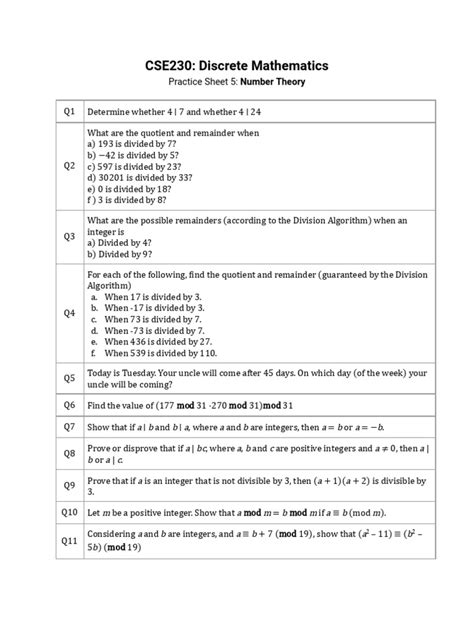 Problemset 5 Number Theory Pdf Numbers Abstract Algebra