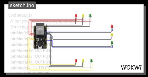3way traffic signal wokwi esp32 stm32 arduino simulator