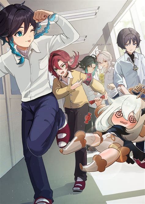 Venti Paimon Scaramouche Xiao Kaedehara Kazuha And More Genshin Impact Drawn By Amaguri