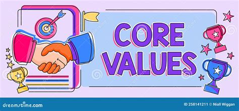 Conceptual Display Core Values Business Showcase Principles Which