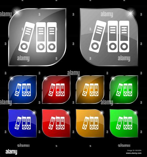 Binders Icon Sign Set Of Ten Colorful Buttons With Glare Vector Stock Vector Image And Art Alamy