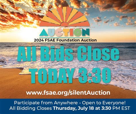 The Fsae Foundation Auction Closes Today At 3 30 Pm Est These Great Deals On Vacation Packages