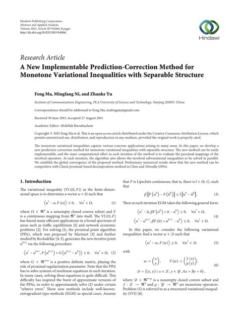 Pdf A New Implementable Prediction Correction Method For Monotone