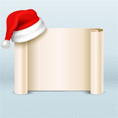 Premium Vector Blank Paper Parchment Scroll With Santa Claus Red Hat