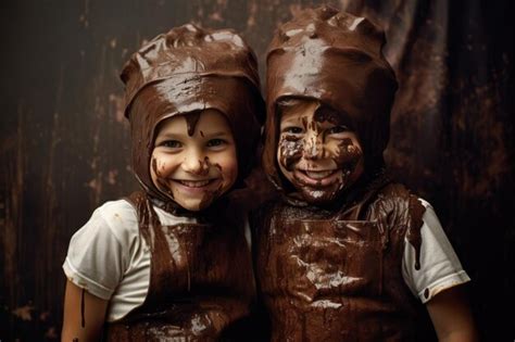 Premium AI Image Making A Mess With Chocolate