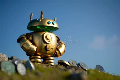 robot gold us dollar coin stock market forex trading graph futuristic