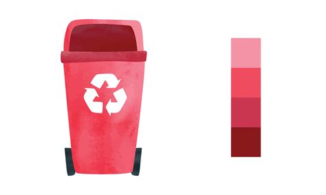 Red Recycling Bin With Recycle Symbol Watercolor Drawing Isolated On