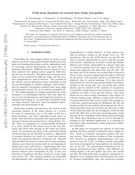 Pdf Cold Atom Dynamics In Crossed Laser Beam Waveguides