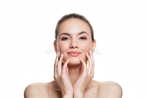 Wellness Young Woman With Fresh Silky Skin Posing On White Background