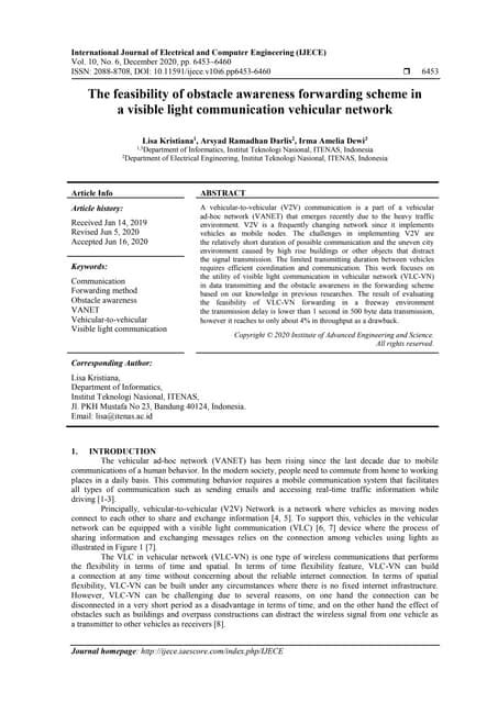 The Feasibility Of Obstacle Awareness Forwarding Scheme In A Visible