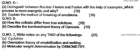 MSc Part 2 Chemistry Physical Chemistry Past Paper 2019 Punjab