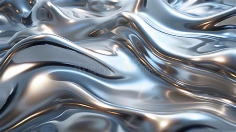 Liquid Silver With Smooth Flowing Waves Shiny Metallic Texture Abstract Background Ai