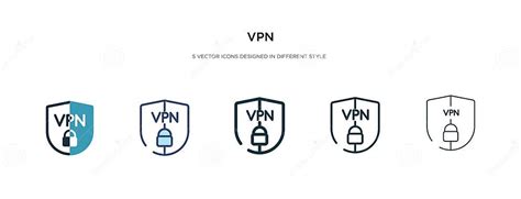 不同样式矢量图中的vpn图标图 设计为填充、轮廓、线条和黑色vpn矢量图标的两个彩色和黑色vpn矢量图标 向量例证 插画 包括有 装载